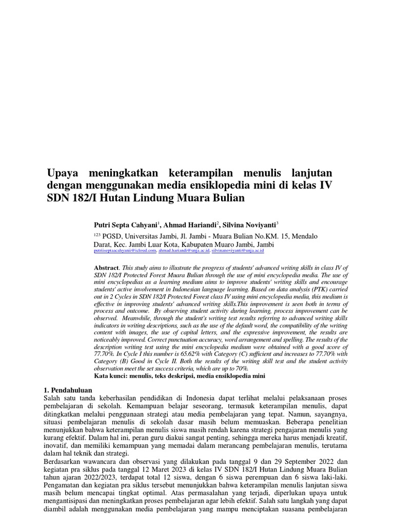 Jurnal - Putri Septa Cahyani (A1D119047) | PDF | Cognitive Science ...
