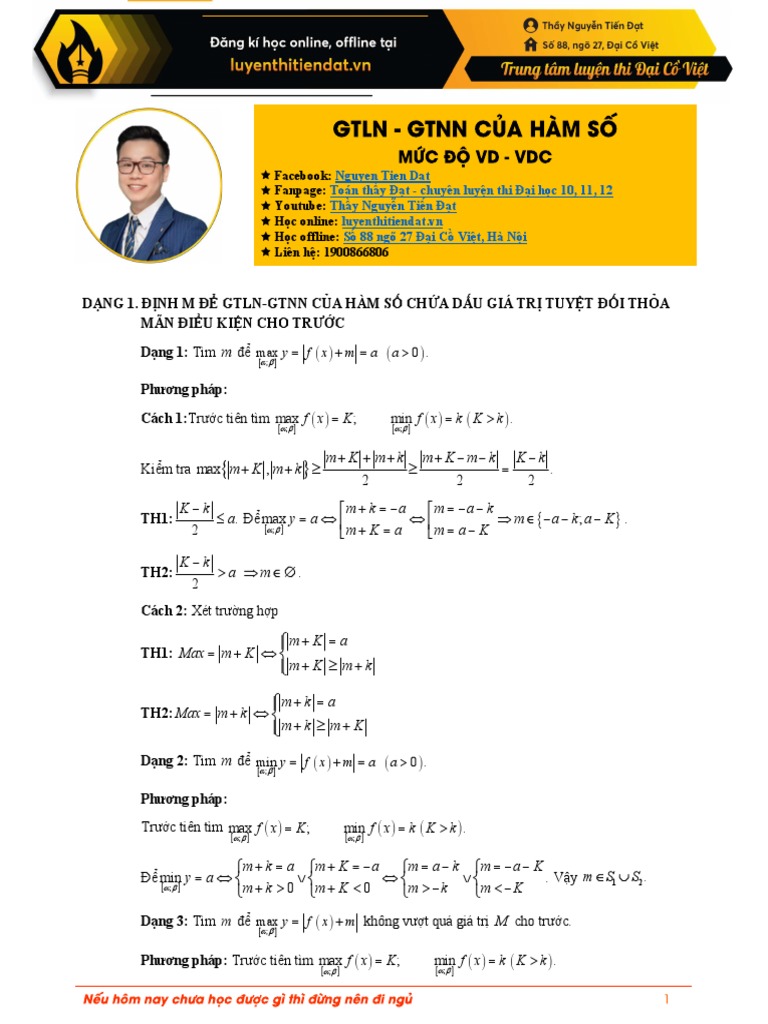 4. (Mức độ VD - VDC) GTLN - GTNN của hàm số | PDF