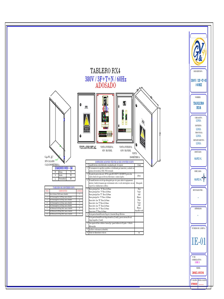 Especificaciones de Tablero RX4 380V | PDF