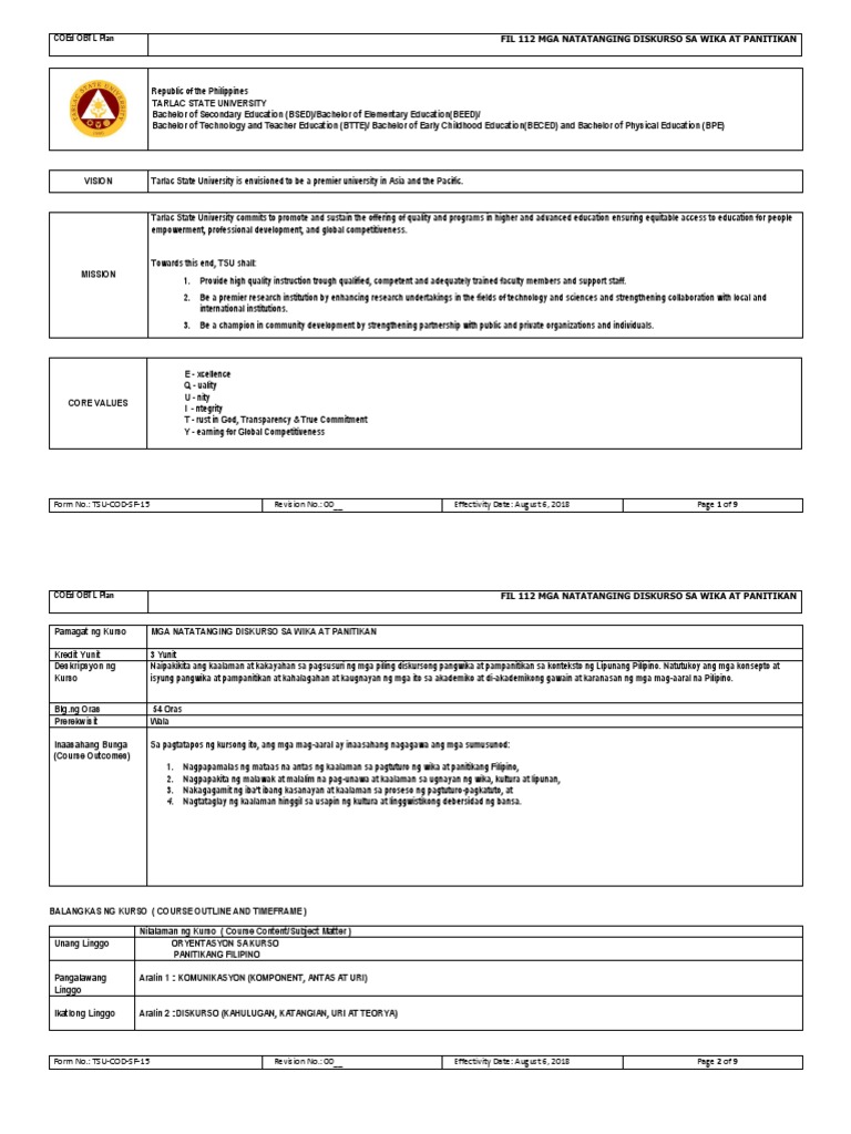 Fil 112 Natatanging Diskurso Sa Wika at Panitikan Edited (1) - 1 | PDF