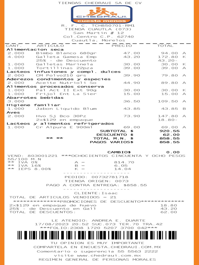 Ticket | PDF | Alimentos