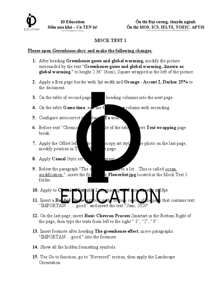 Mock Test 1 | PDF | Greenhouse Effect