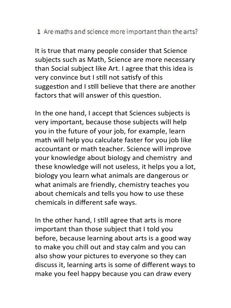 Are Maths and Science More Important Than The Arts | PDF