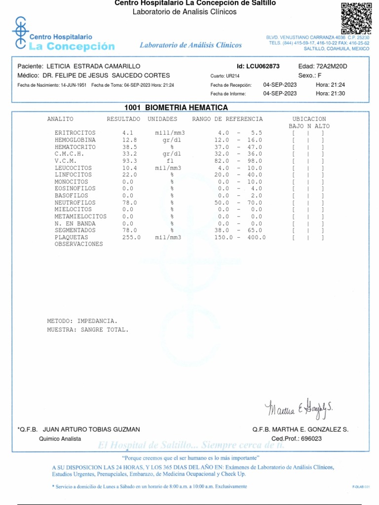 Resultado de Laboratorio | Descargar gratis PDF | Células | Medicina CLINICA