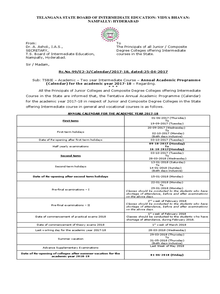 Academic Calender 2017-18 | PDF | Academic Term | Schools