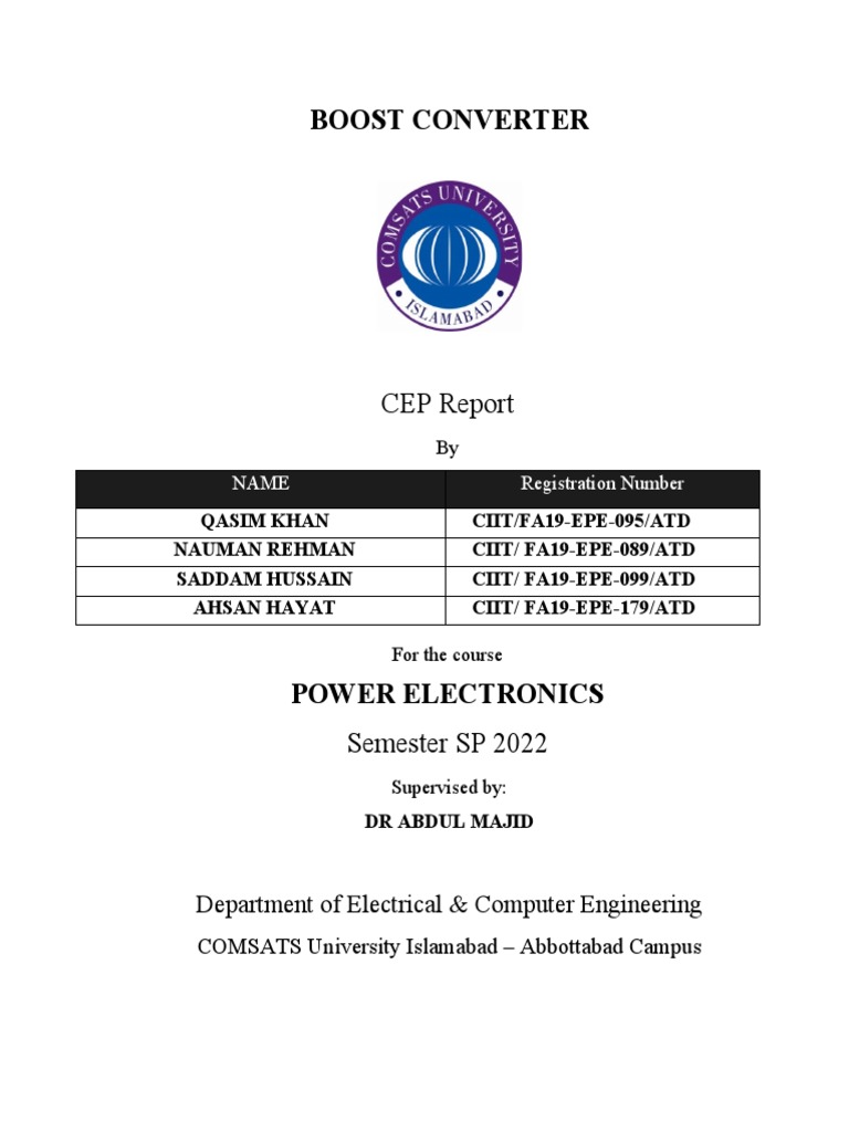 Boost Converter Report | PDF | Electrical Network | Quantity