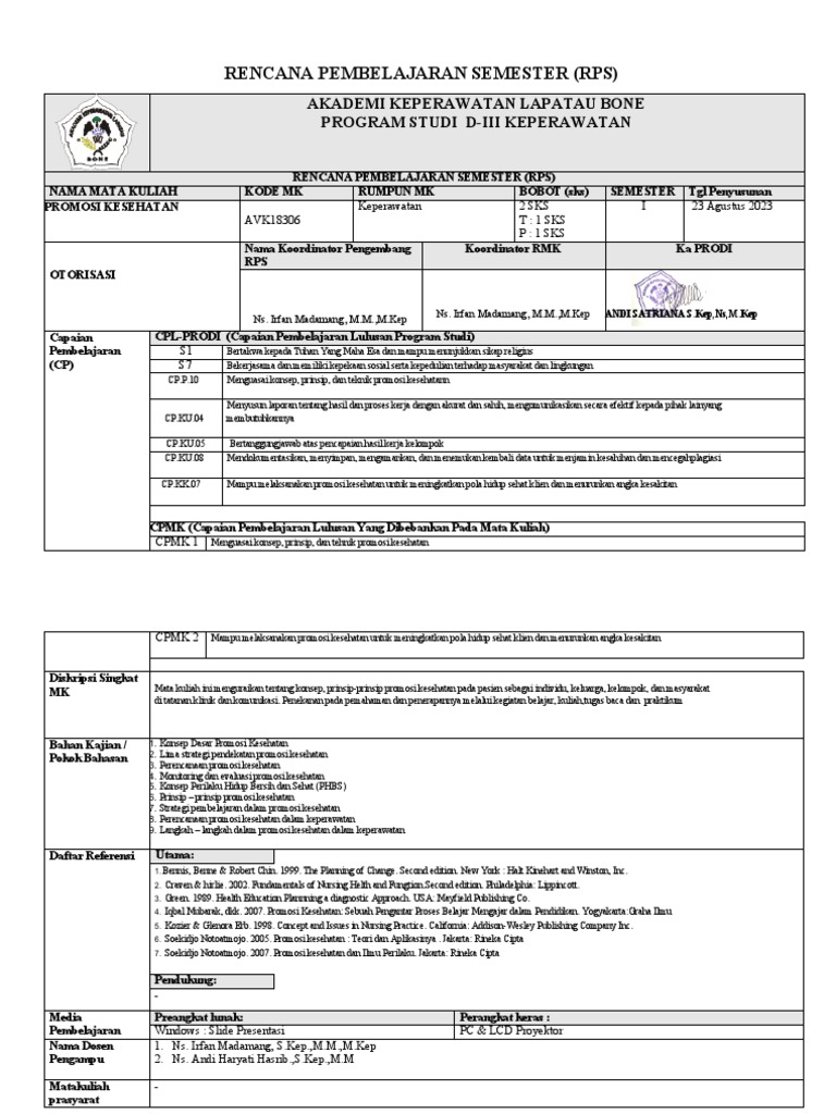 RPS Promosi Kesehatan | PDF | Seni