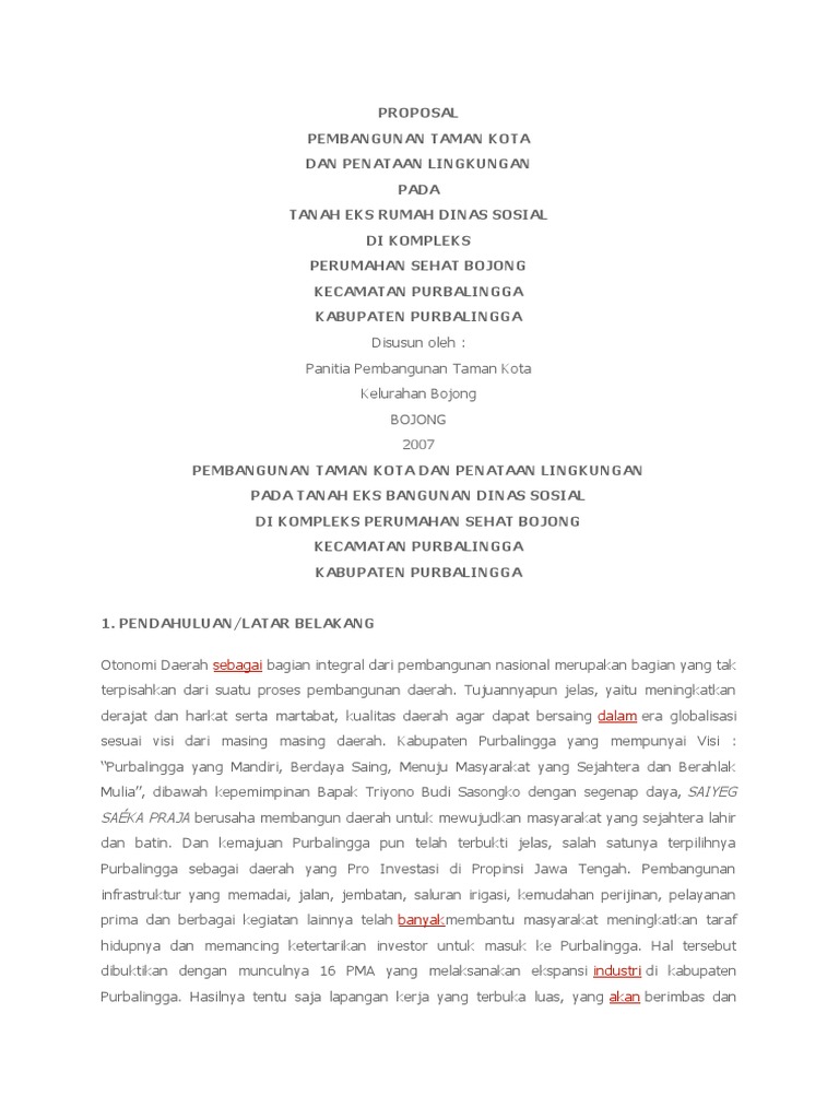 Contoh Proposal Pembangunan Taman Kota | PDF