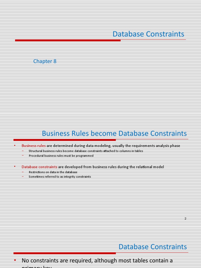 Chapter 08 1 Database Constraints Part 1 Pdf Relational Database Table Database