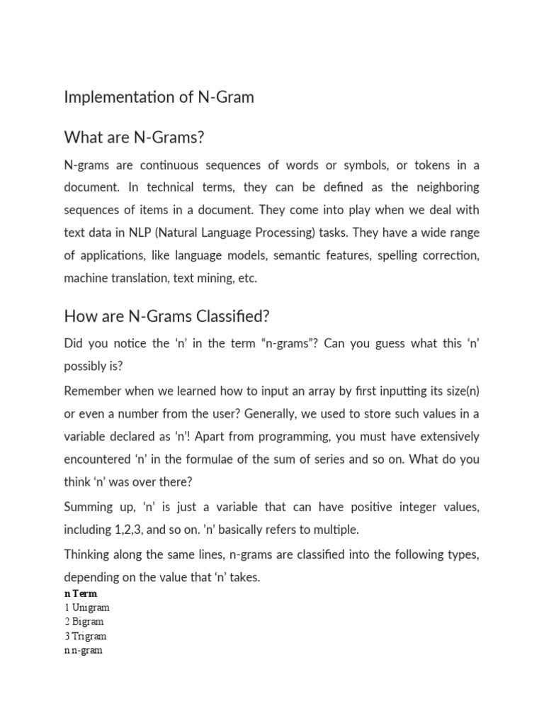 Implementation of N-Gram Technique | PDF | Information Technology | Cognitive Science