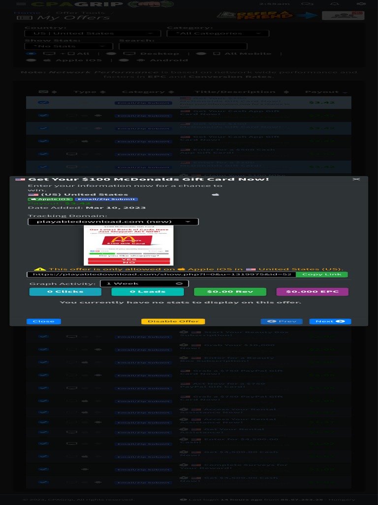 CPAGrip - My Offers | PDF