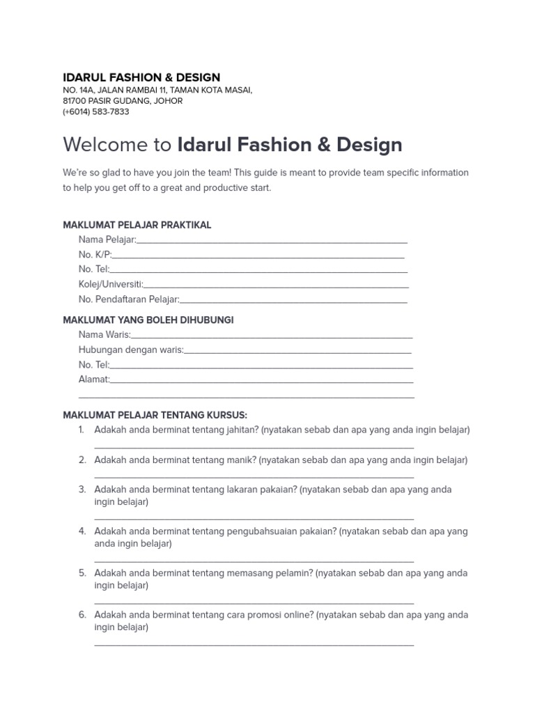 Onboarding Forms | PDF | Karier & Perkembangan