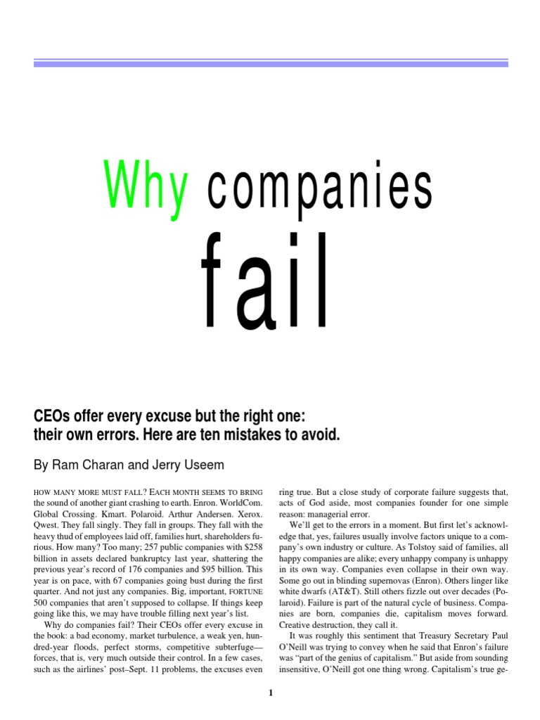 Why Companies Fail | PDF | Enron | Business