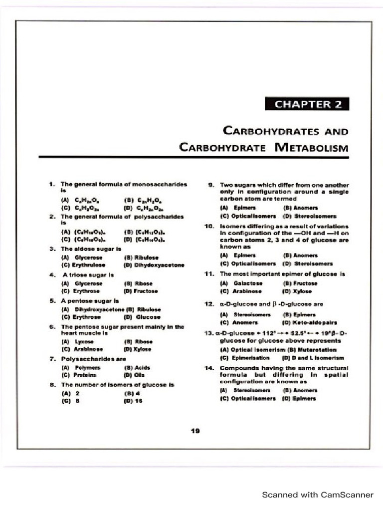 Carbohydrates Biochemistry | PDF
