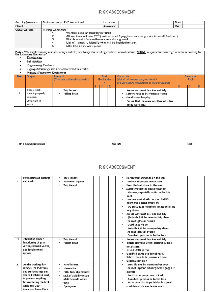 PVC Tank Disinfection Safety Guide | PDF | Personal Protective ...