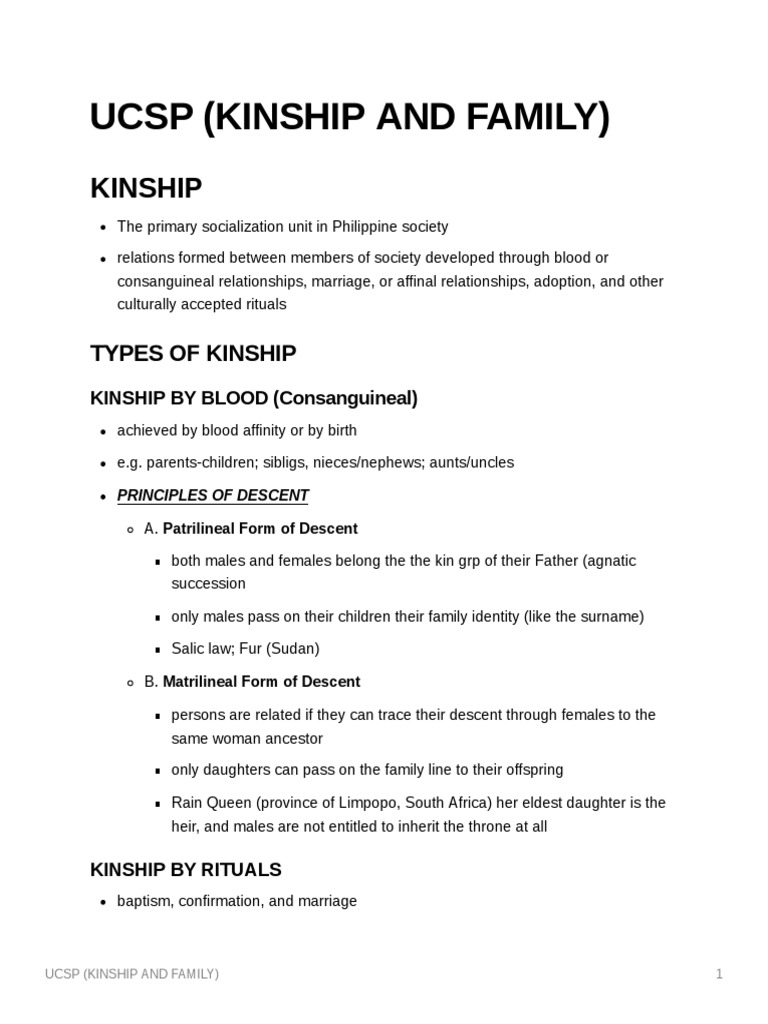 Ucsp Kinship and Family | PDF | Family | Marriage