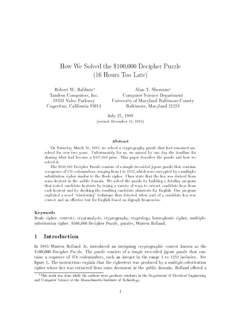 How We Solved The $100,000 Decipher Puzzle | PDF | Cryptanalysis ...