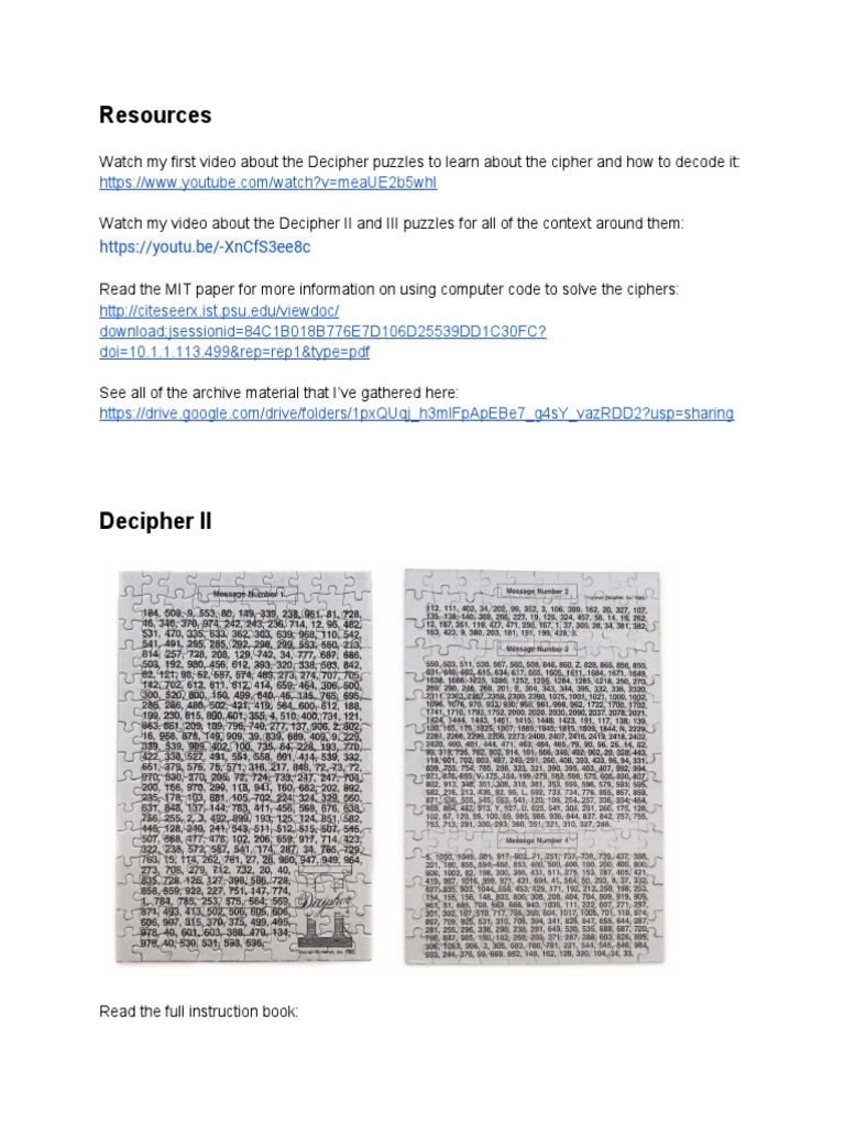 Decipher II and III Puzzles | PDF