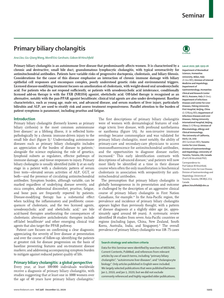 Primary Biliary Cholangitis Pdf Cirrhosis T Helper Cell