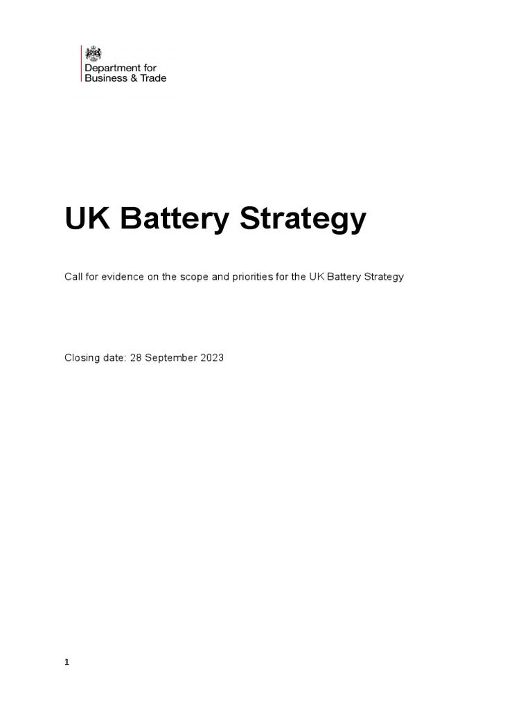 UK Battery Strategy - Call For Evidence | PDF | Lithium Ion Battery ...