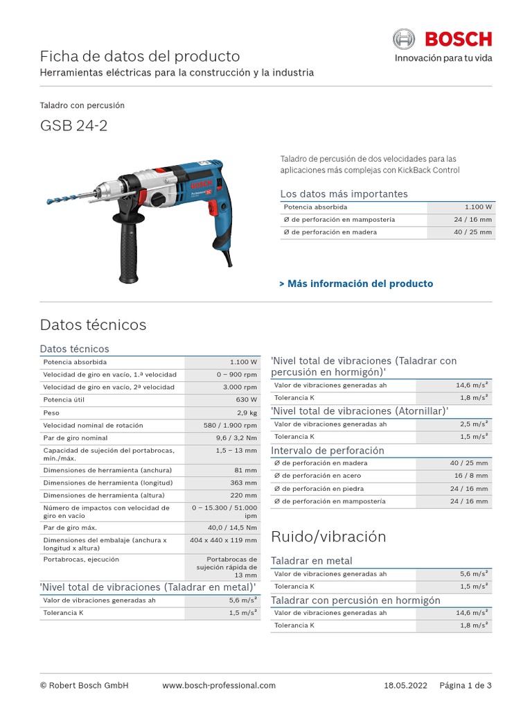 GSB 24-2 Ficha Tecnica. | PDF | Perforación | Perforar
