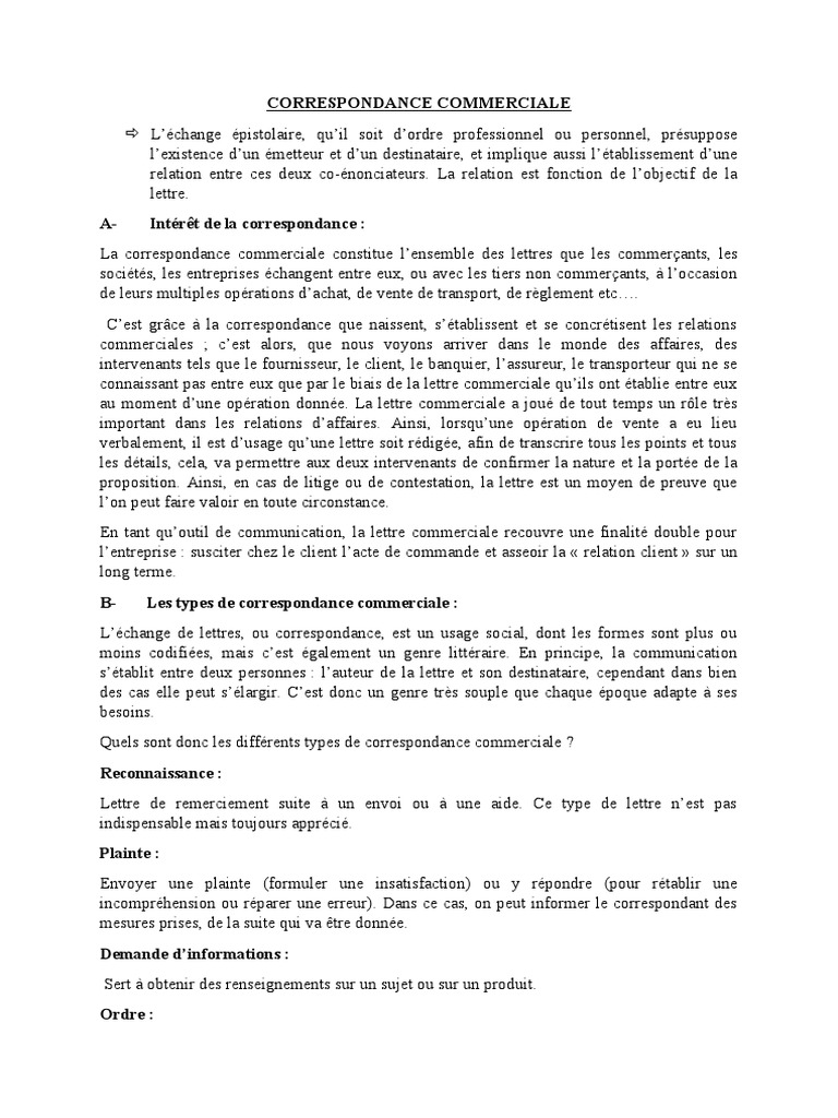 Correspondance Commerciale Tce2 1 | PDF