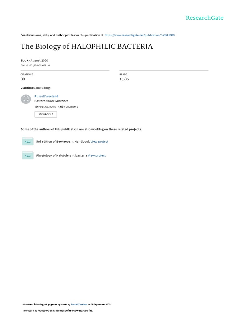 The Biology of HALOPHILIC BACTERIA | PDF | Salinity | Seawater