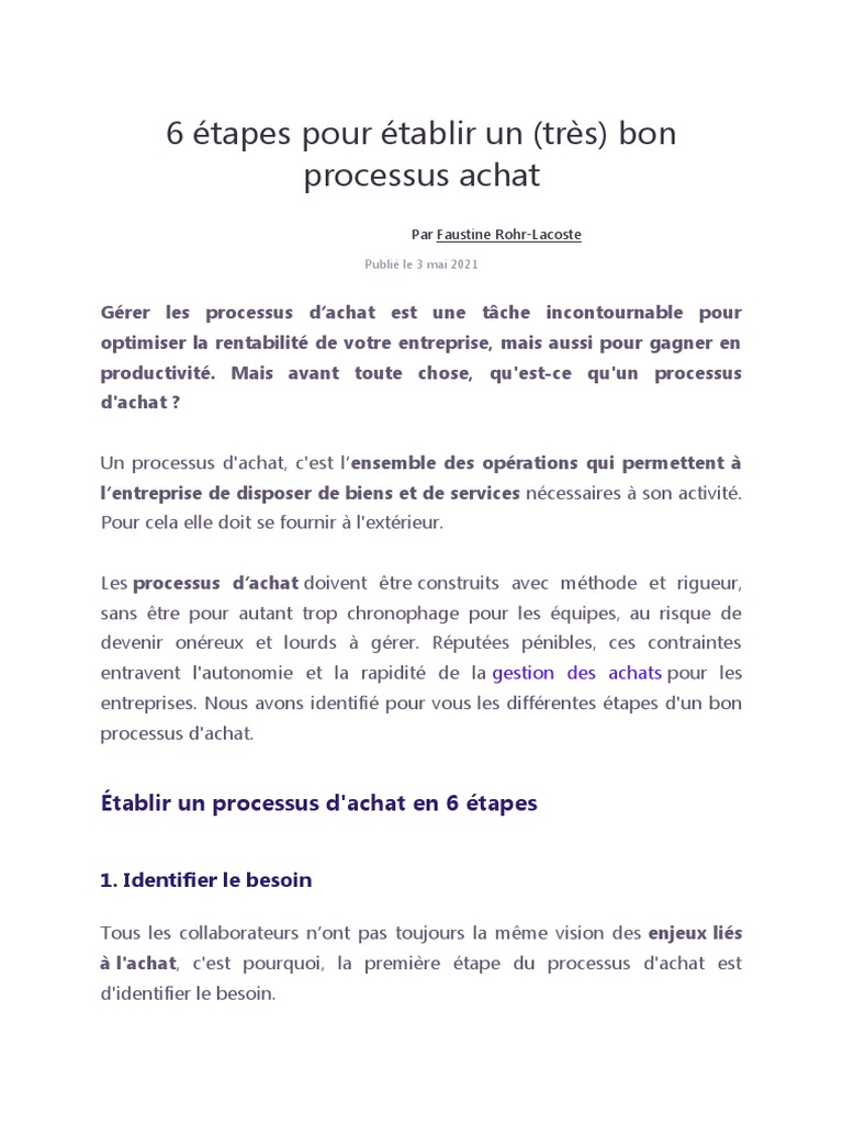 6 étapes clés du processus d'achat | PDF