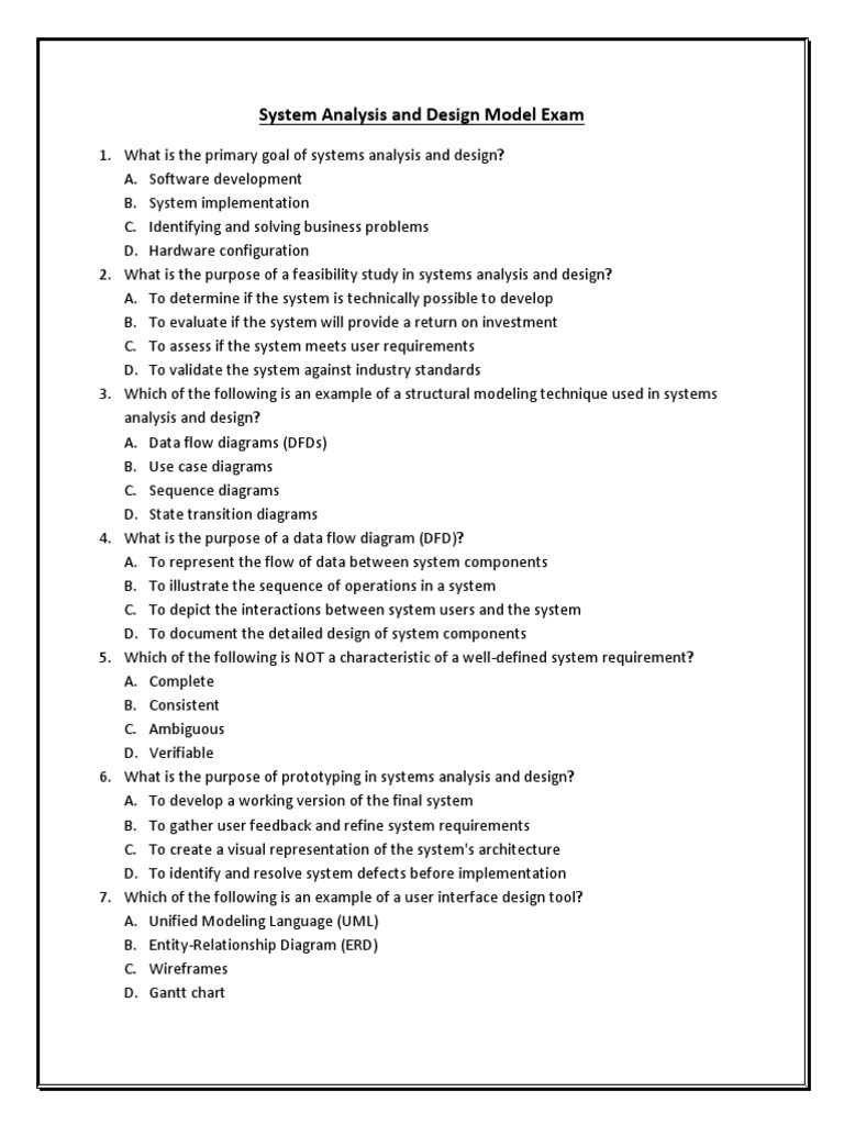 SAD Model Exam Question | PDF | System | Information Technology
