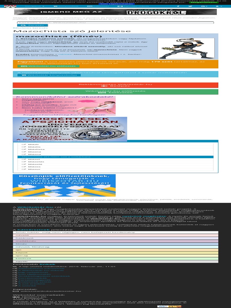 Mazochista Szó Jelentése A WikiSzótár - Hu Szótárban | PDF