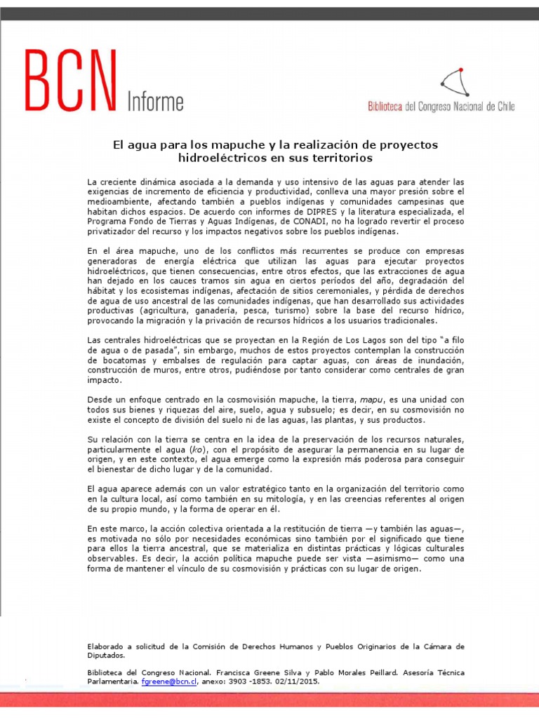 BCN_mapuche_ Agua y Proyectos Hidroeléctricos | PDF
