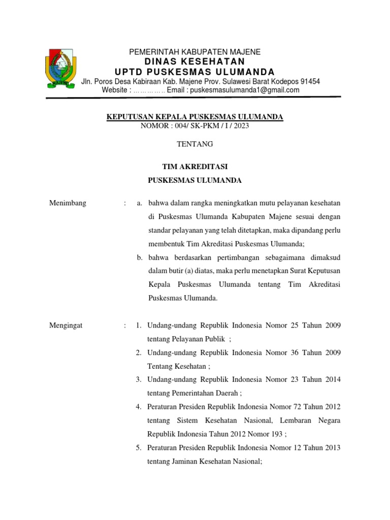 SK Tim Akreditasi Revisi Jilid XX | PDF