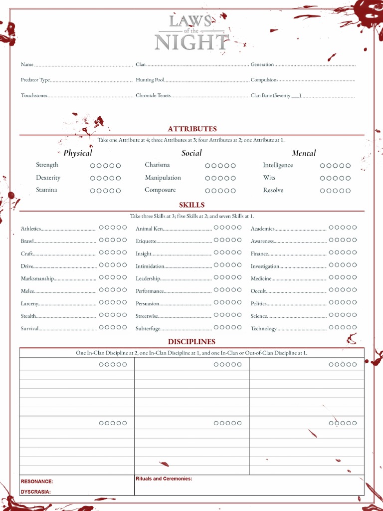 Character Sheet Laws -V5 | PDF