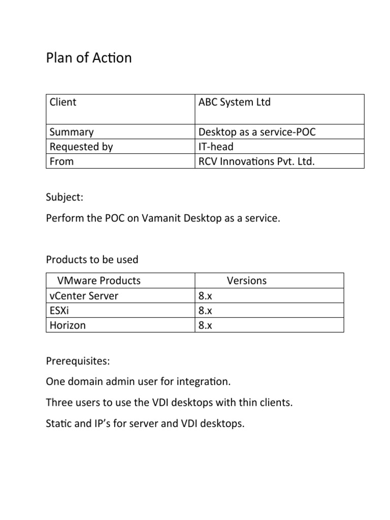Plan of Action | PDF