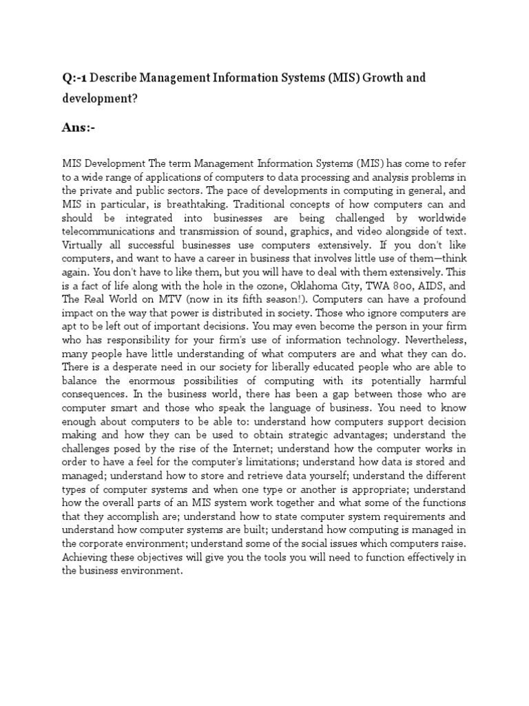 Management Information System | Download Free PDF | Management ...