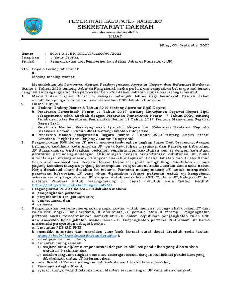 Surat Pengangkatan Dan Pemberhentian Jabatan Fungsional | PDF