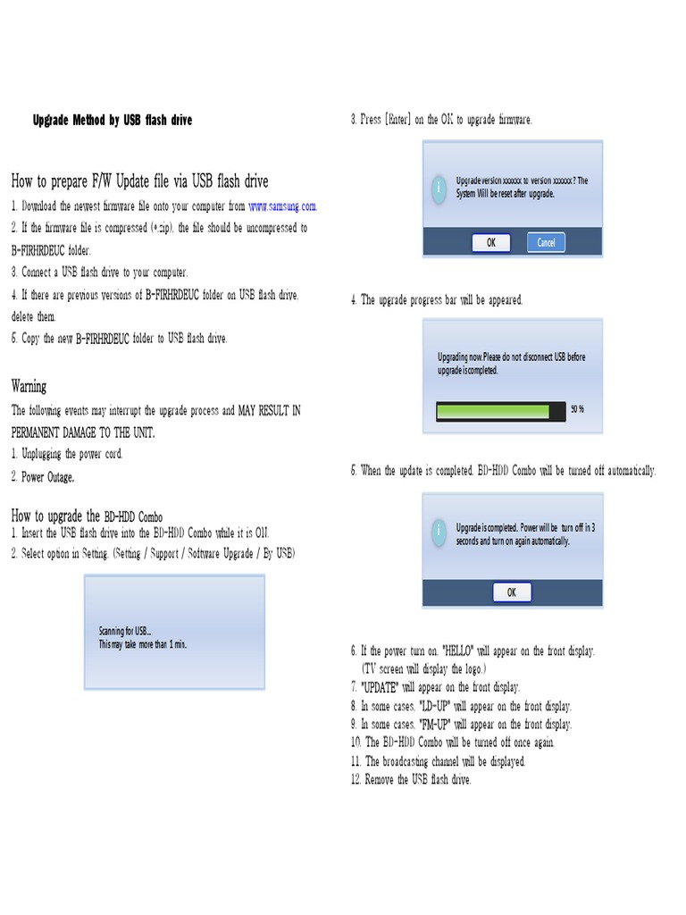 USB Firmware Upgrade for BD-HDD Combo | PDF