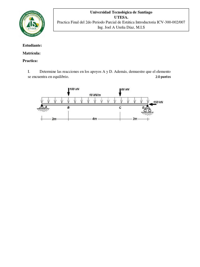 Practica Final de Estatica Introductoria | PDF