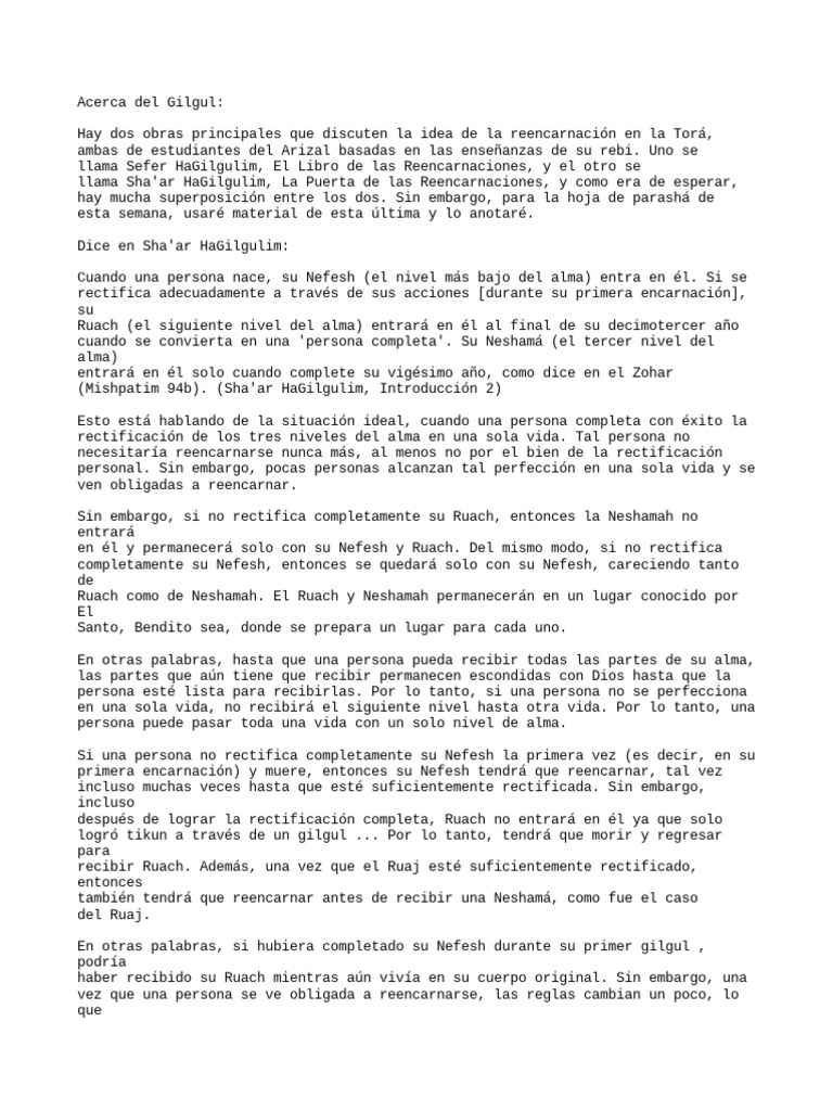 Acerca Del Gilgul | PDF | Reencarnación | Creencia religiosa y doctrina