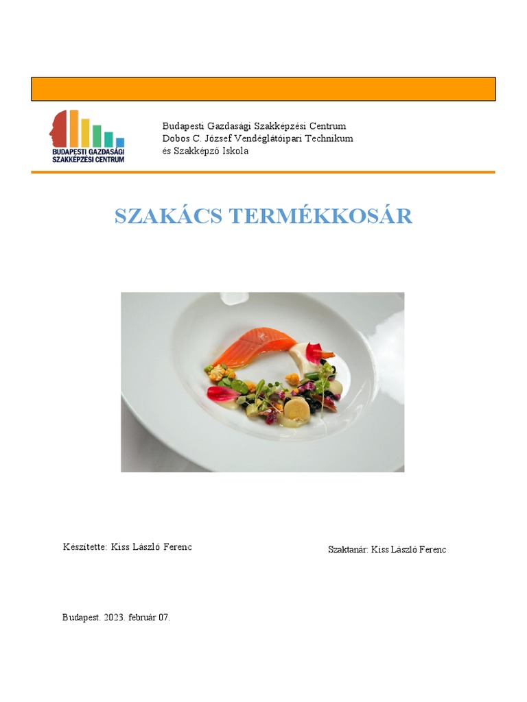 Szakács Vizsga Termékkosár 1-4 | PDF