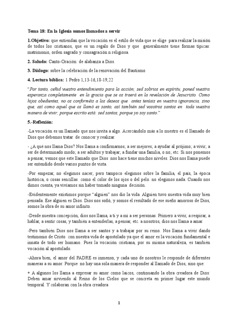 Tema 18 en La Iglesia Somos LLamados A Servir | PDF | Amor | Dios