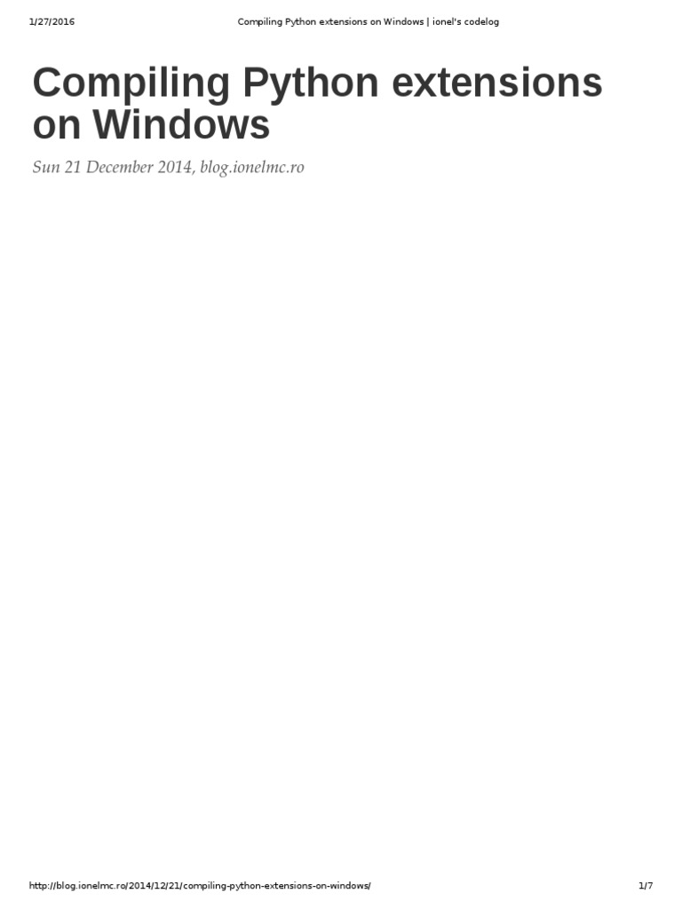 Compiling Python Extensions On Windows | PDF Compiling Python Extensions On Windows | PDF