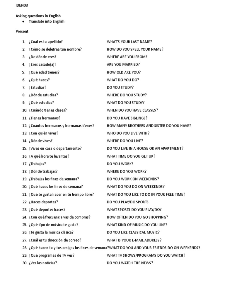 Asking Questions in English-Solved | PDF