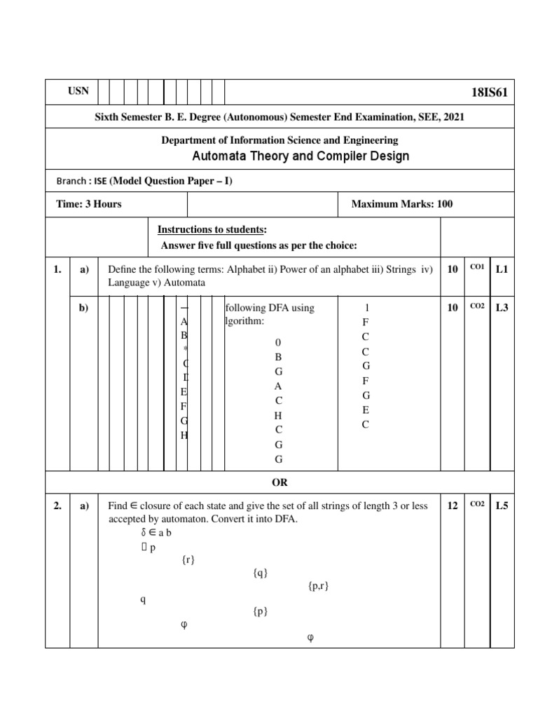 Atcd 18is61 Model Paper 2021 Pdf Computer Programming Applied Mathematics 3483