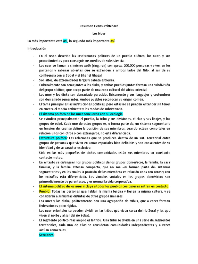 Resumen Evans Pritchard | PDF | Tribu | Clanes