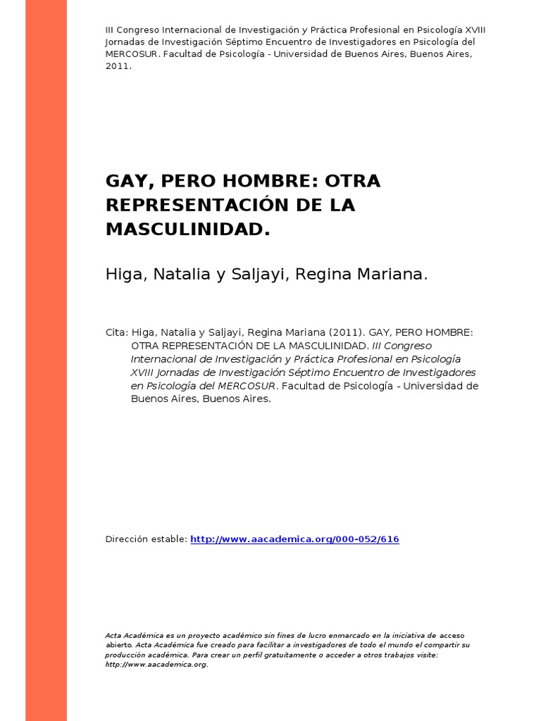 Gay Pero Hombre Otra Representacion de La Masculinidad | PDF | Masculinidad | Homosexualidad