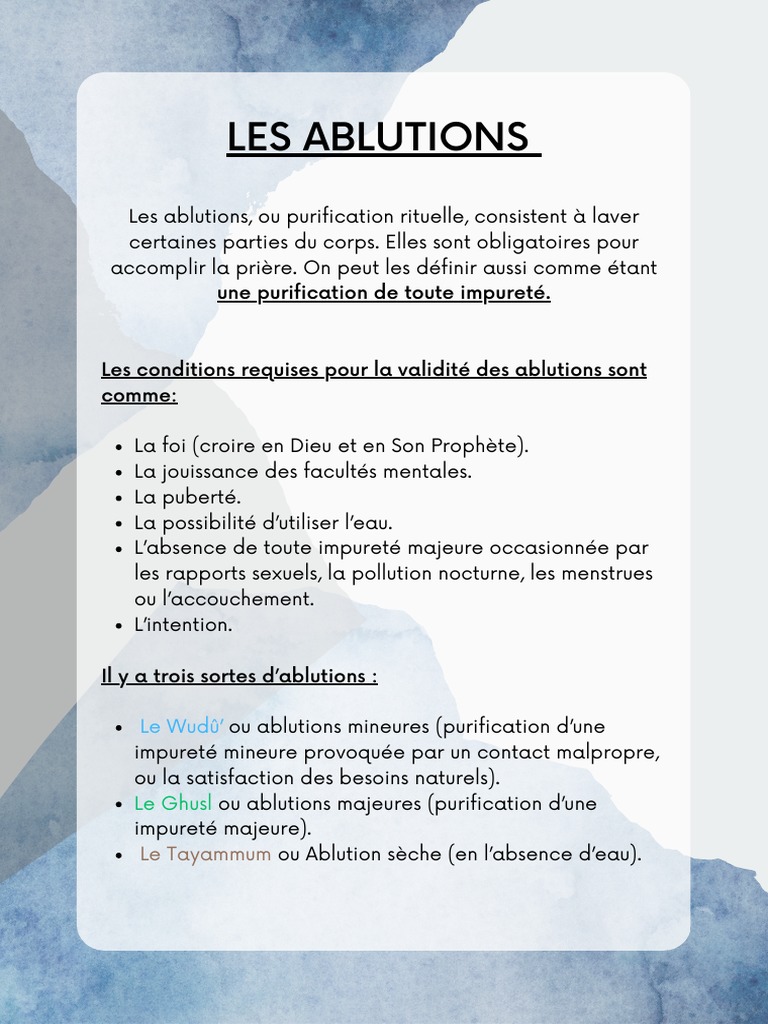 Les Ablutions: Le Wudû' | PDF