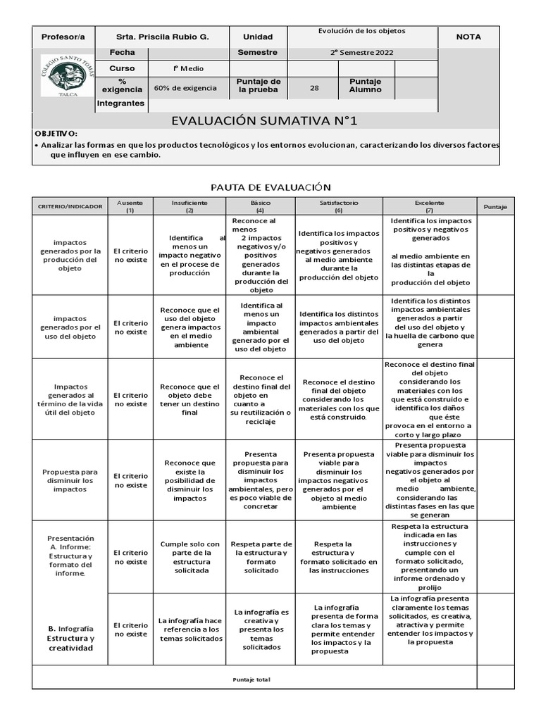 Pauta de Evaluación N°1 | PDF | Entorno natural