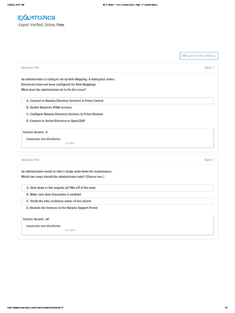 NCP Exam - Free Actual Q&as, Page 17 - ExamTopics | PDF
