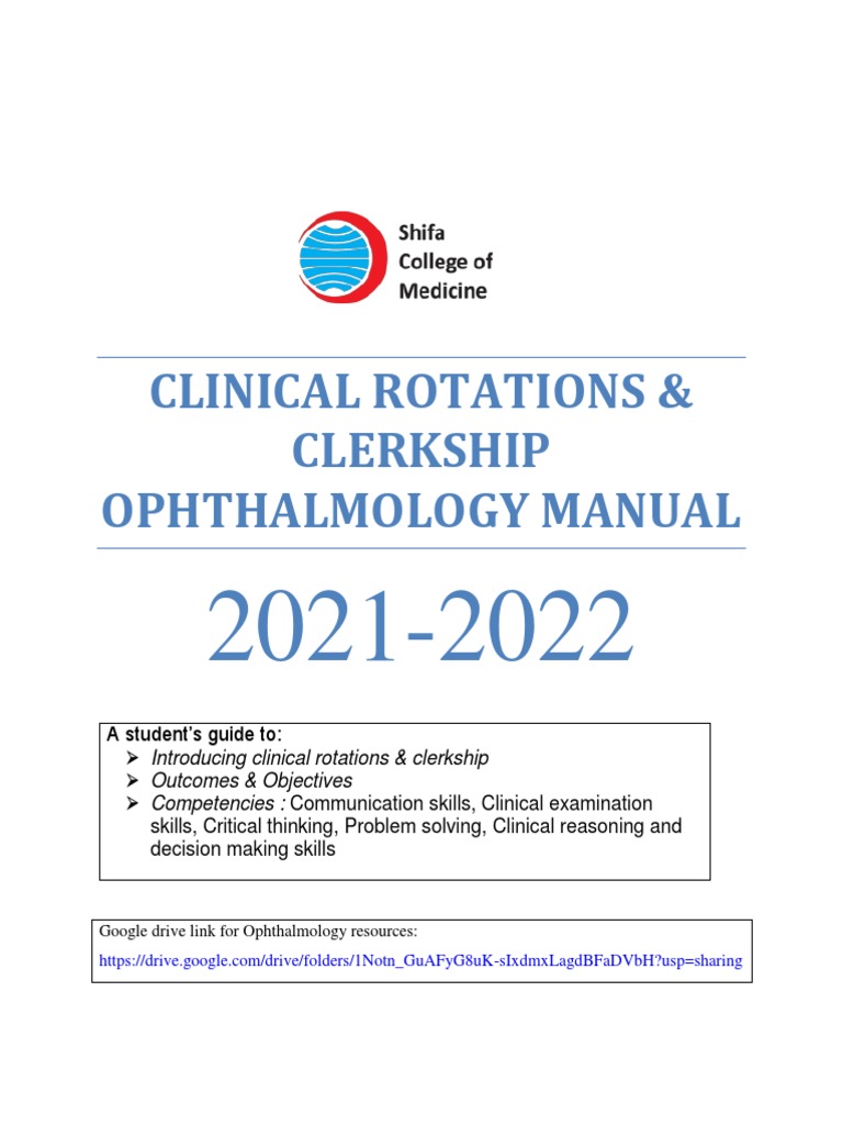 Ophthalmology Clerkship Guide | PDF | Human Eye | Ophthalmology